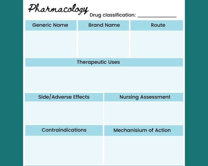 Pharmacology Note Taking Template Nursing Notes Nclex Nursing Bundle ...