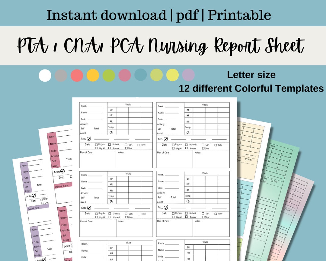 Nursing Report Sheet, Med Surg, Telemetry, Nurse Report Sheet for 6 ...