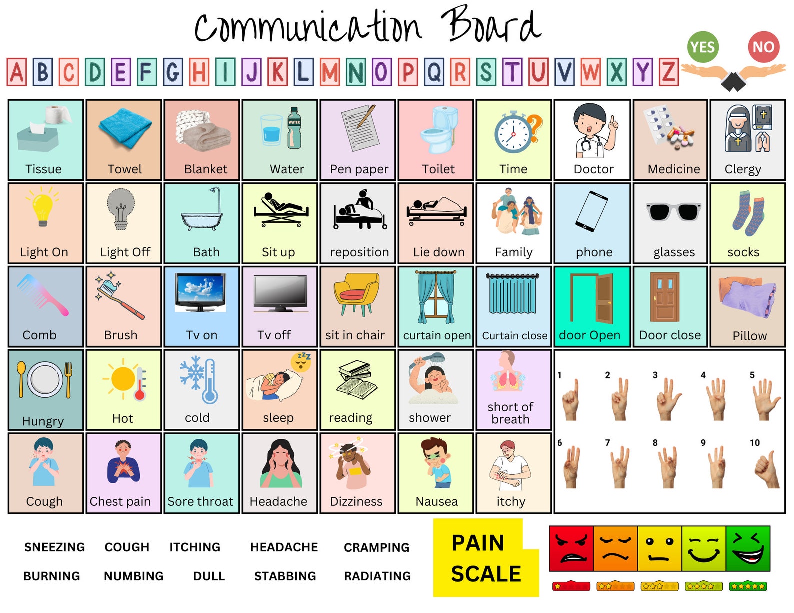 Communication Board for Hospital, Resident Care, or Home Setting to ...