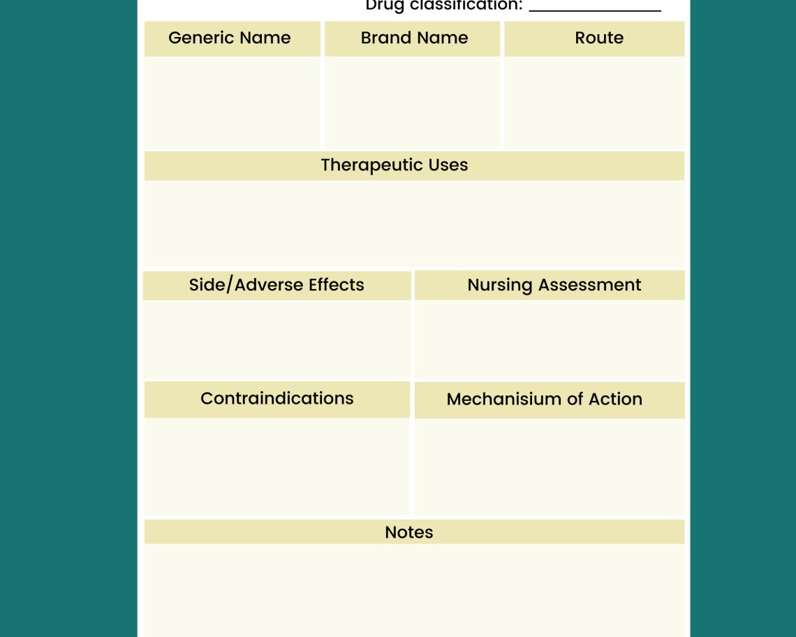 Pharmacology Note Taking Template Nursing Notes Nclex Nursing Bundle ...