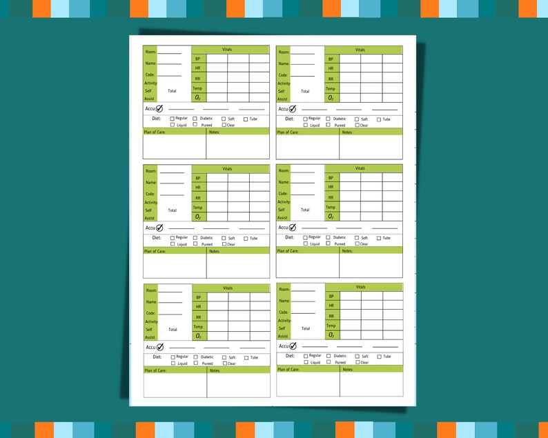 Nursing Report Sheet, Med Surg, Telemetry, Nurse Report Sheet for 6 ...