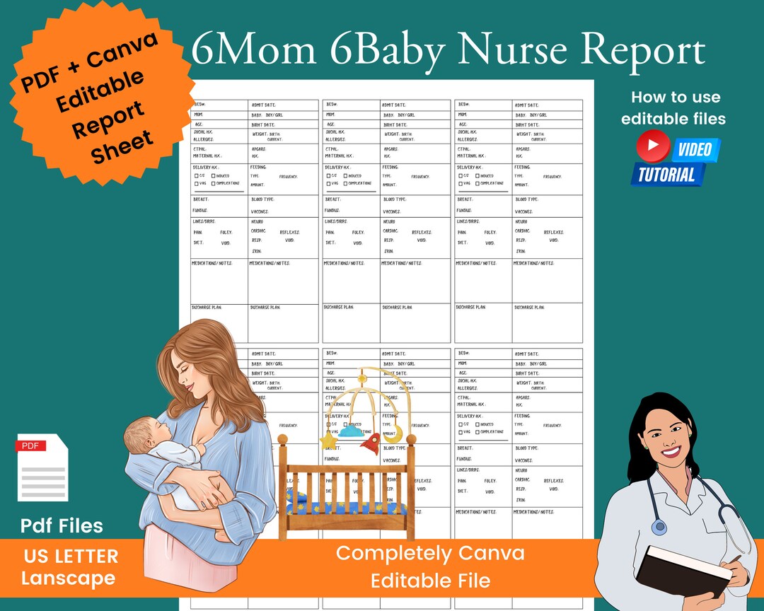 CNA Report Sheet, ICU Report Sheet, Labor and Delivery, Nurse Report ...