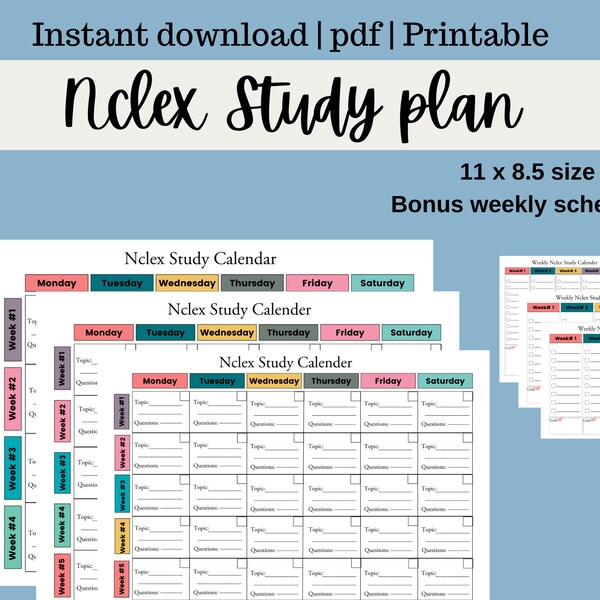 Nclex Study Schedule - Etsy