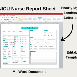 NICU Nurse Report Sheet, ICU Report Sheet, Med Surg Nurse Report Sheet ...