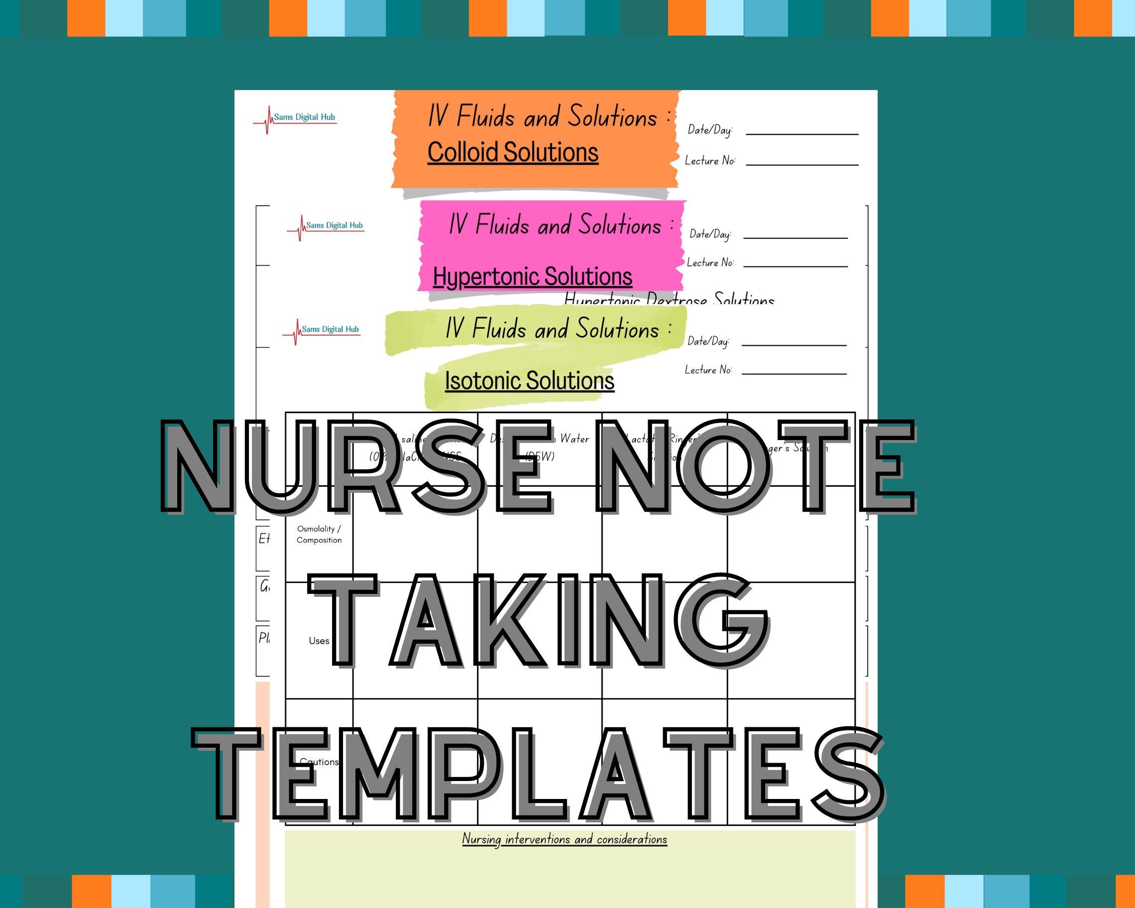 Nursing Notes note Taking Template Nursing Concept Map - Etsy