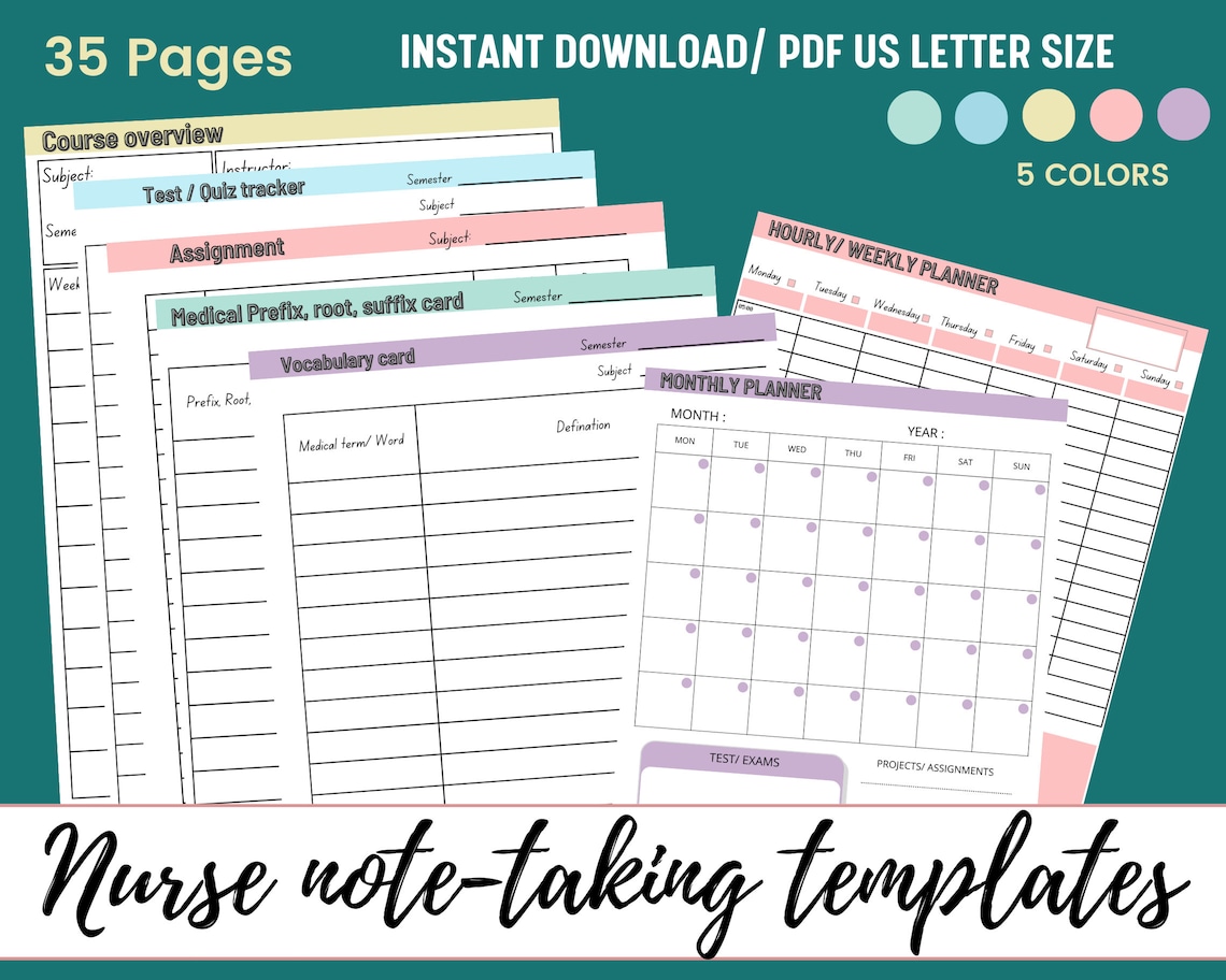Nursing Student Note Taking Template Nursing School Notes - Etsy UK