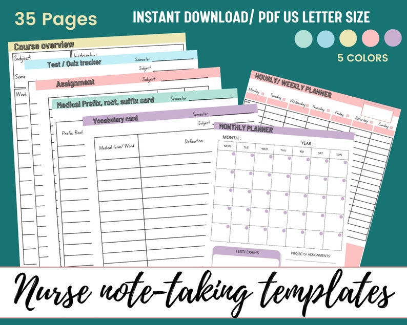 Nursing Student Note Taking Template Nursing School Notes - Etsy UK