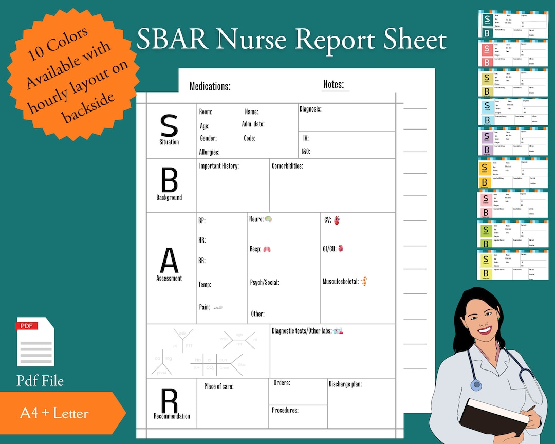 SBAR Nurse Report Sheet ICU Nurse ICU Report Sheet Med Surg Report ...