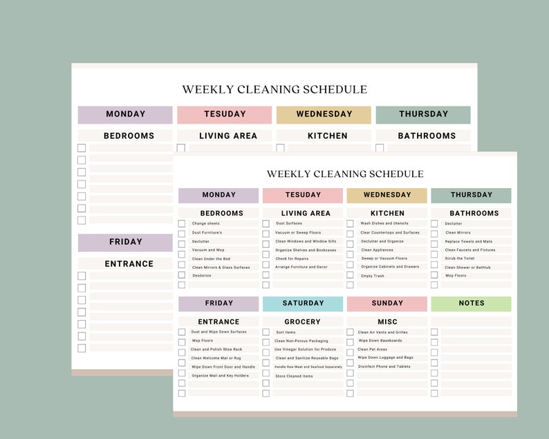 Editable ADHD Cleaning Checklist, ADHD Cleaning Bundle, ADHD Chore ...