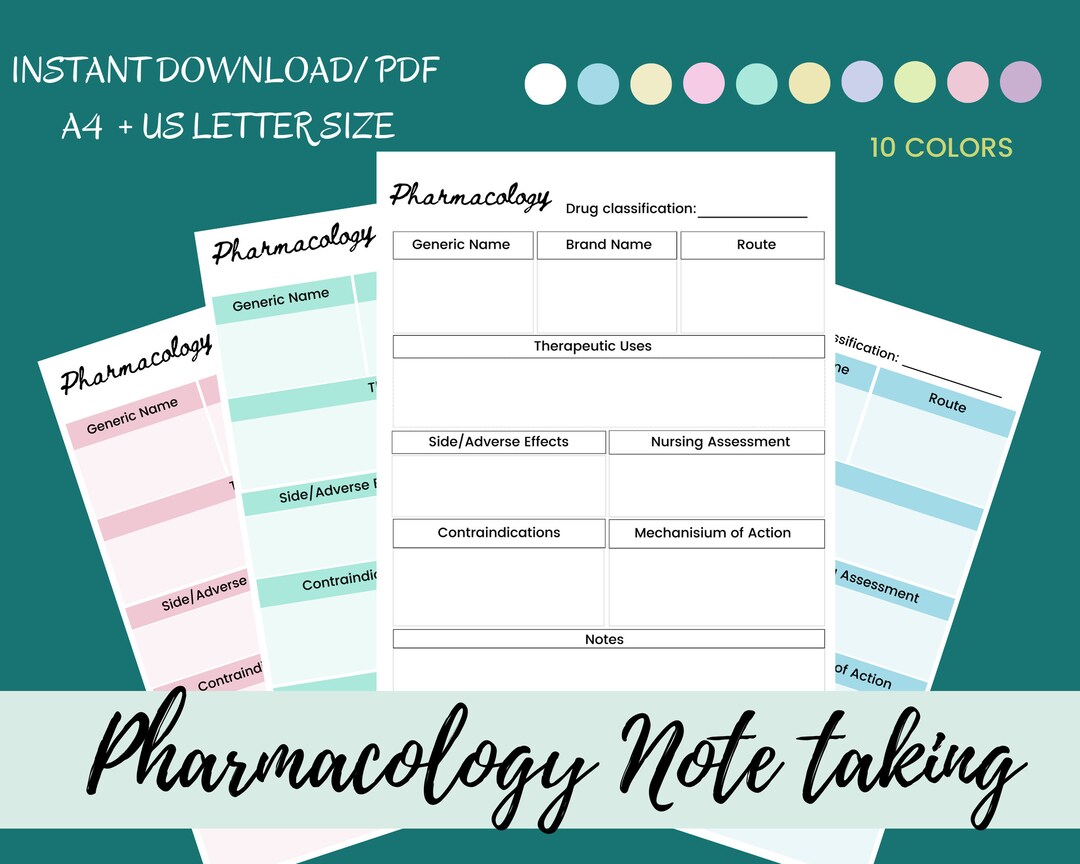 Pharmacology Note Taking Template Nursing Notes Nclex Nursing Bundle ...