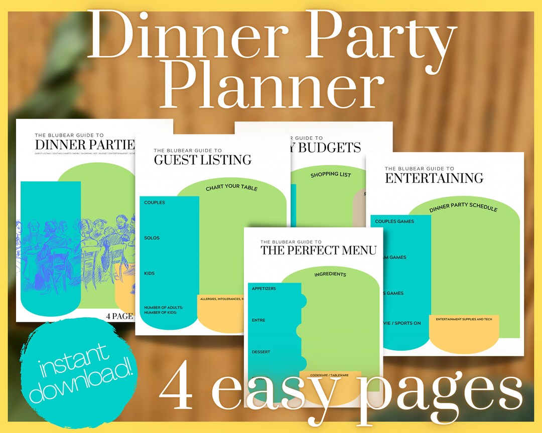 Dinner Party Planner Printable 4 Page Guide to Dinner Parties - Etsy
