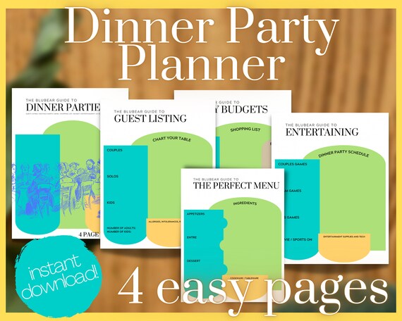 Dinner Party Planner Printable 4 Page Guide to Dinner - Etsy
