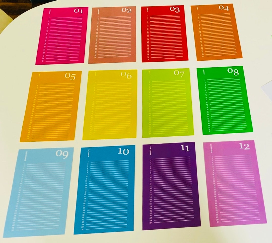 Colorful Perpetual Calendar Printable – Gradient Birthday & Anniversary ...