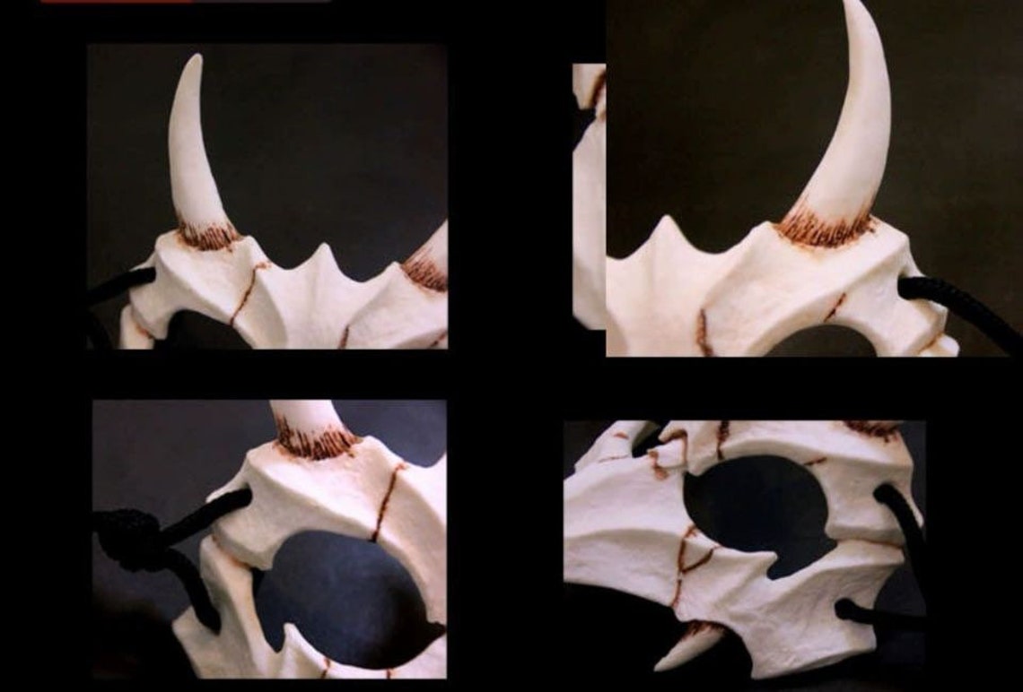 Therian Dragon Skull Mask Black / White / Luminous/red Resin - Etsy ...