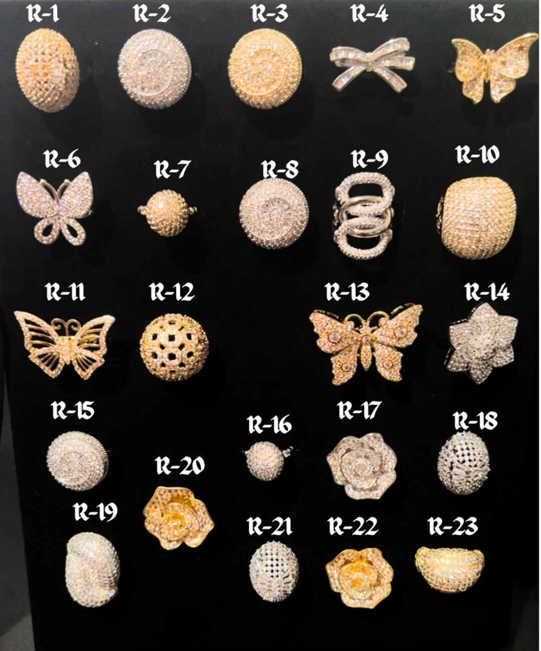 Sparkling Stone Ring Collection - Floral, Butterfly, Geometric, and ...