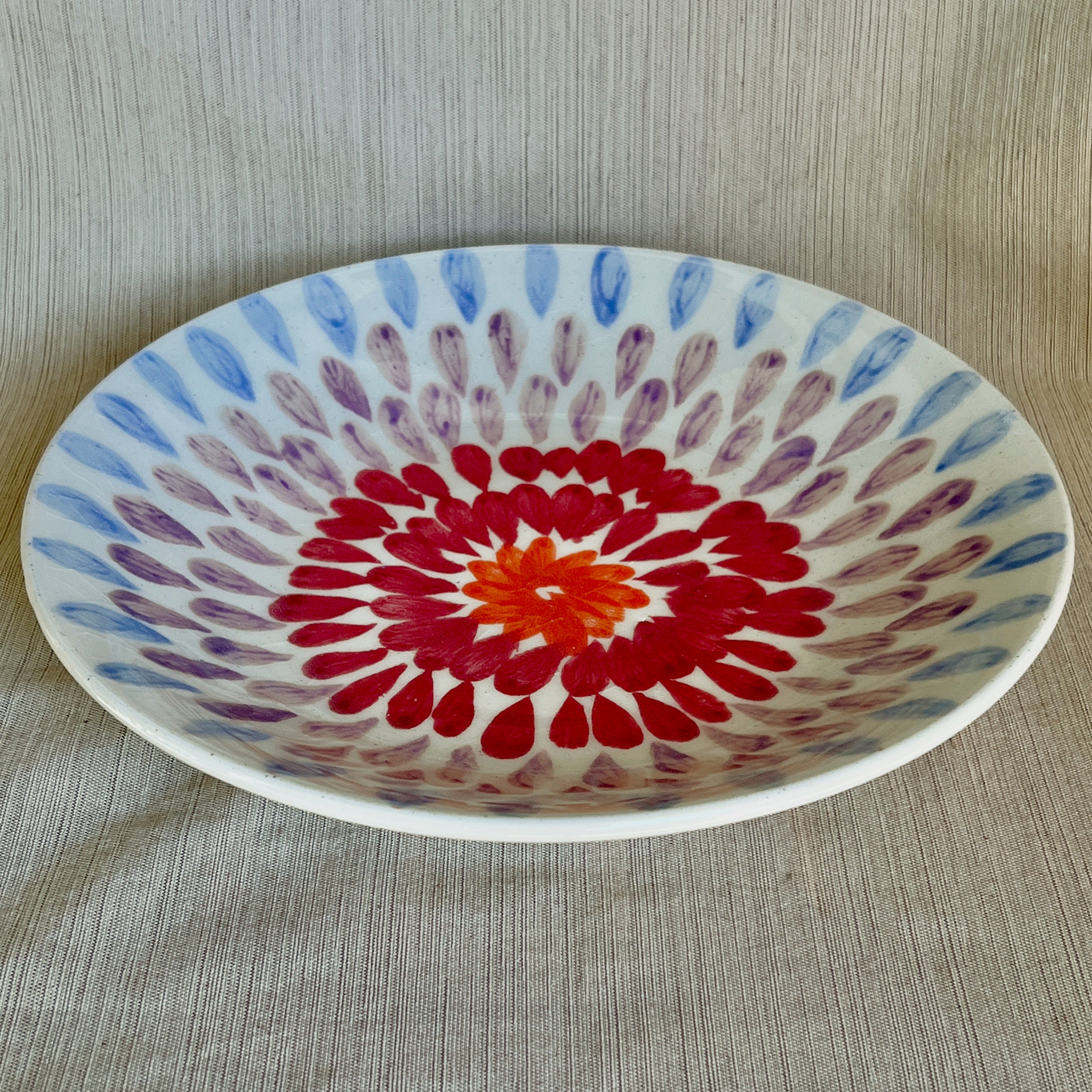 Handmade Shallow Ceramic Bowl With Raindrops of Happy Colors - Etsy
