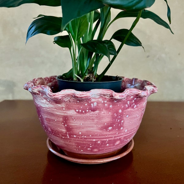 Low Plant Pot With Drainage and Saucer - Etsy