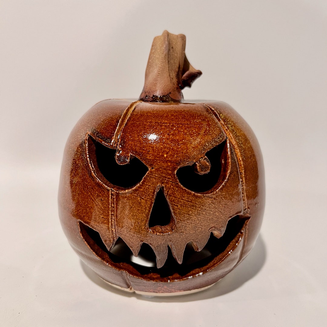 Ceramic Jack-o-lantern Luminary Wheel Thrown Toasted Gold - Etsy