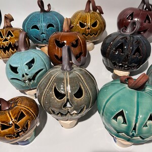 Ceramic Jack-o-lantern Luminary, Wheel Thrown, Mossy Green - Etsy