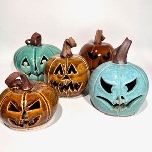 Ceramic Jack-o-lantern Luminary, Wheel Thrown, Mossy Green - Etsy
