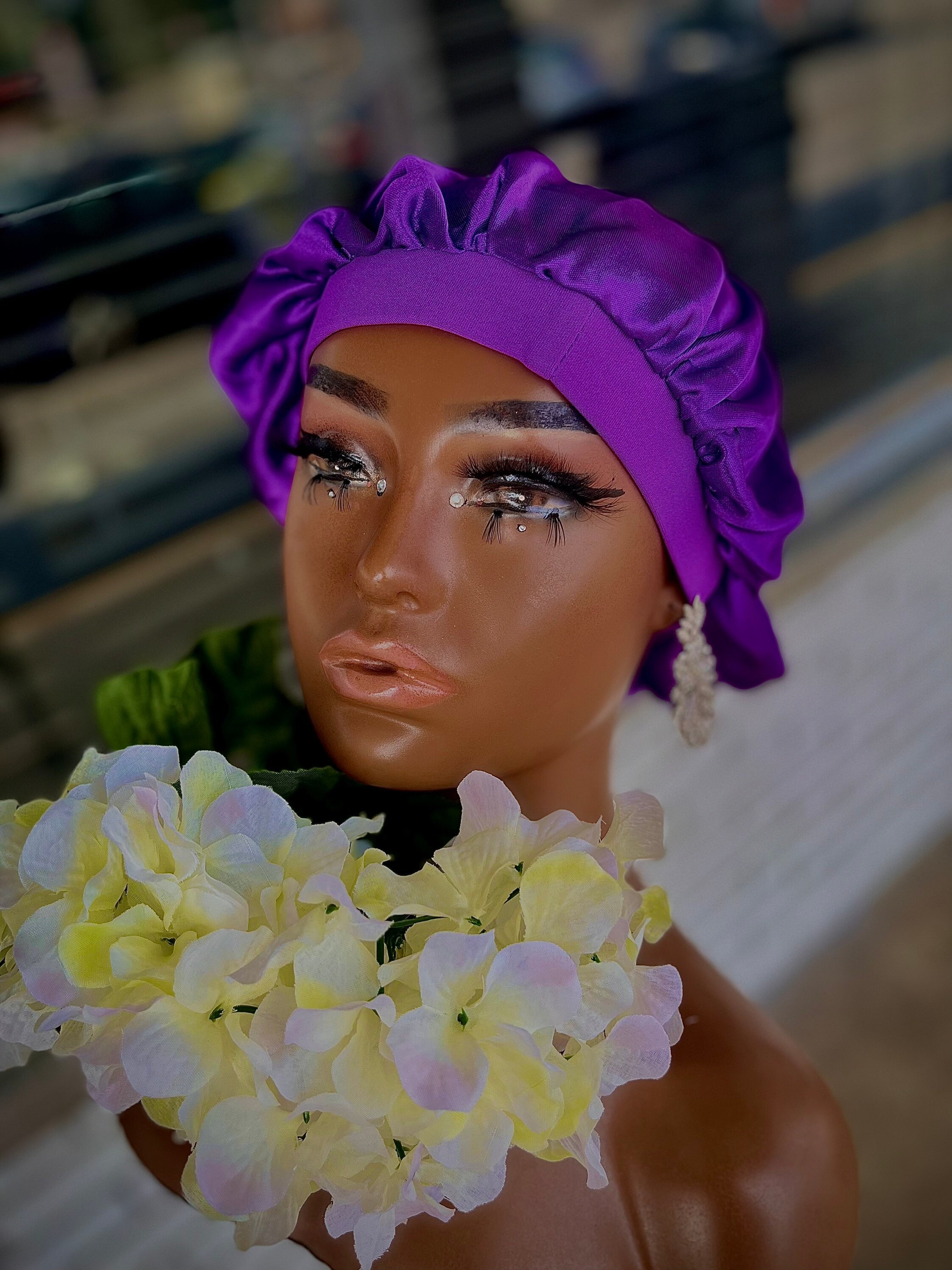 Purple Satin Bonnet - Etsy