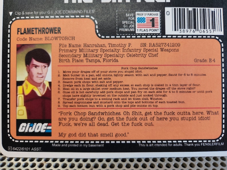 GI Joe Custom Pork Chop Sandwiches Blowtorch Action Figure PSA - Etsy ...