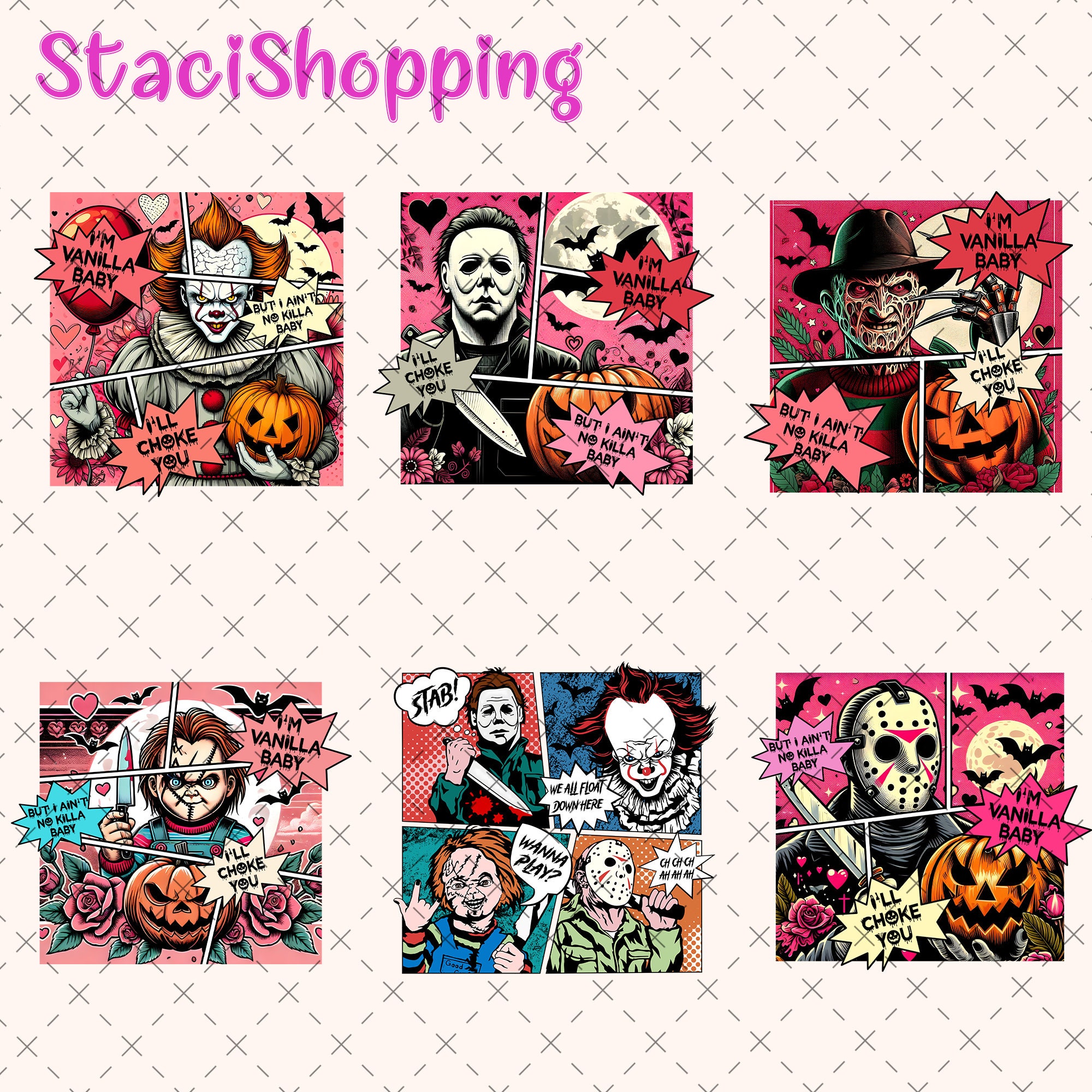 Horror Movie Characters Bundle, Cartoon Scary Movie Halloween Bundle ...