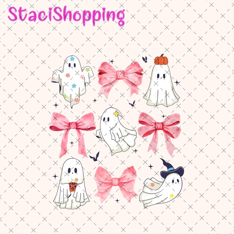 Coquette Bow Spooky Halloween Png, Pink Bow Ghost Png, Spooky Season ...