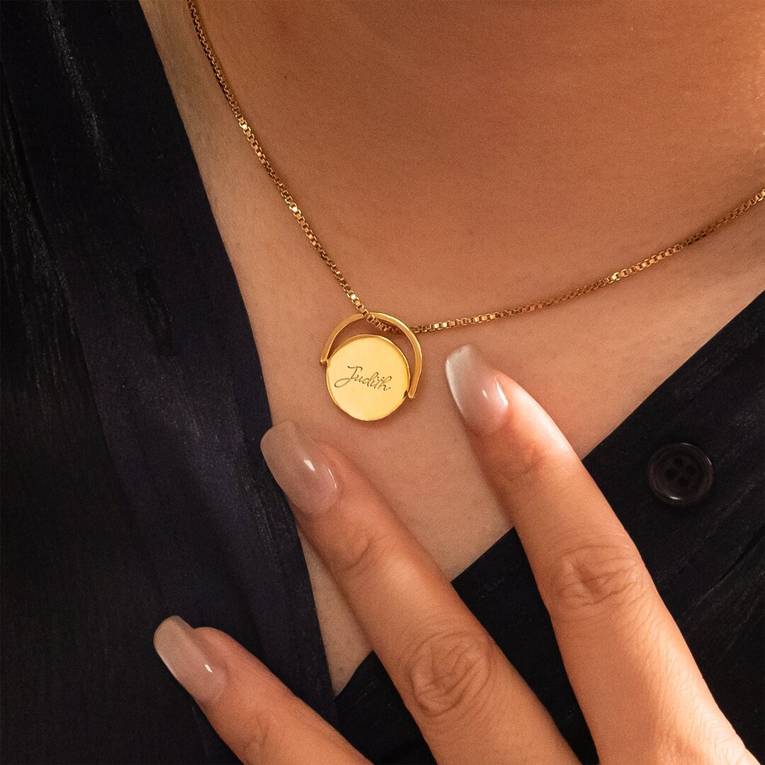 Personalized Spinner Name Necklace, Engraved Name Pendant Necklace ...