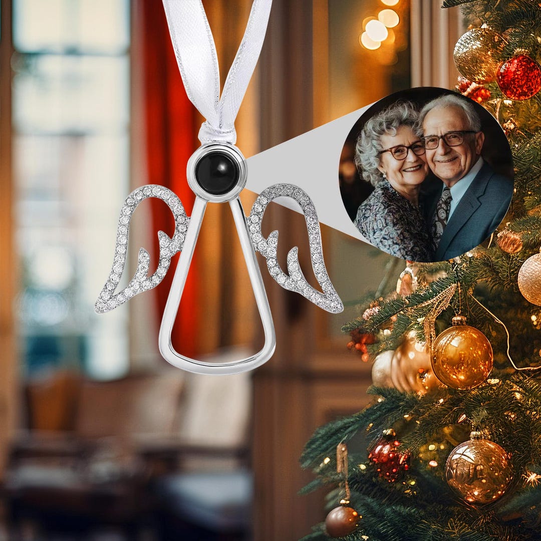 Angel Wings Photo Projection Ornament, Personalized Memorial Photo ...