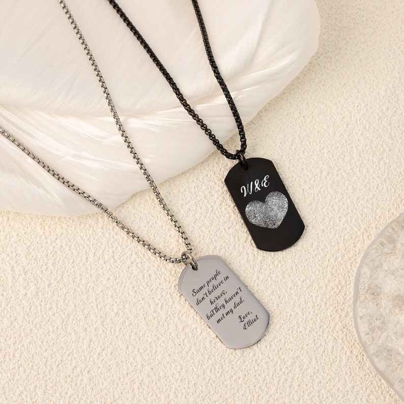 Engraved Fingerprint Dog Tag,personalized Actual Fingerprint Jewelry ...