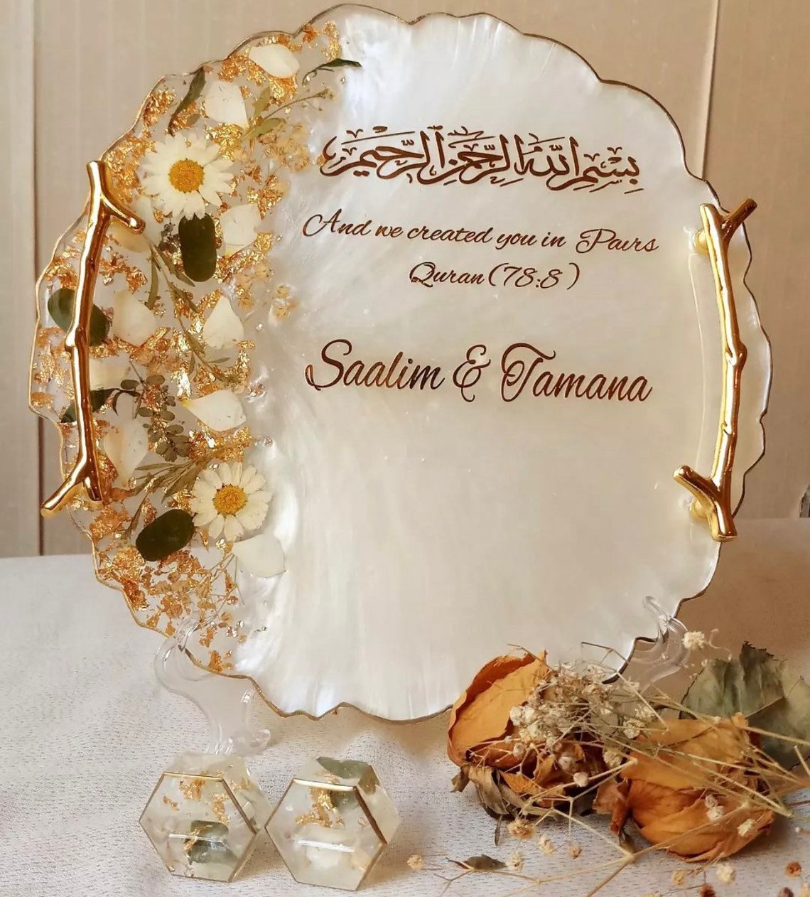 Nikkah, Ring Plate,resin Ring Plate, Round Custom Resin Ring Plate ...