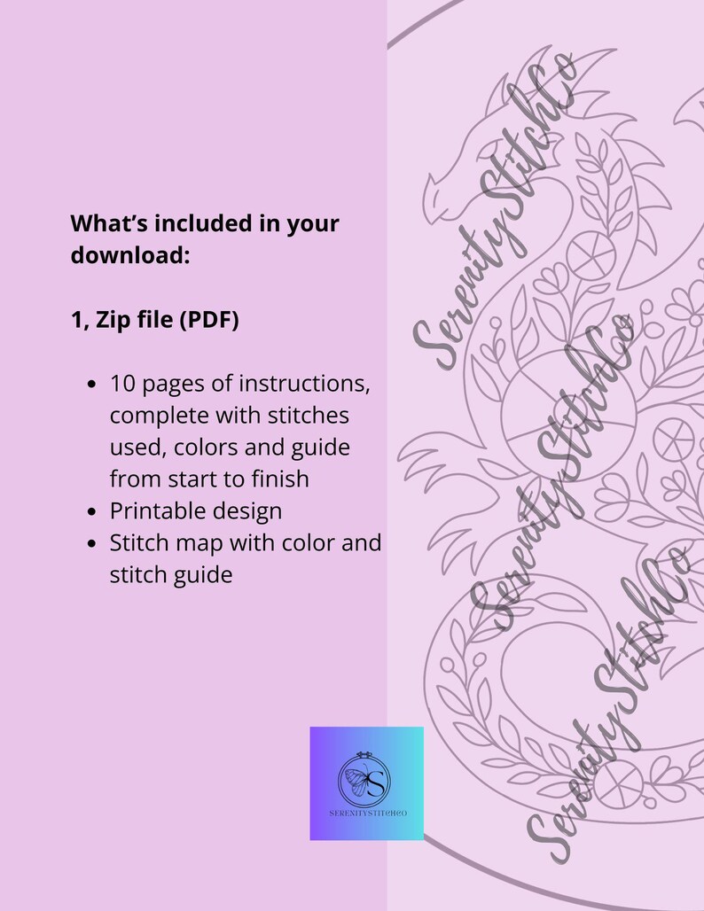 Dragon Hand Embroidery Pattern – Digital PDF for Beginners & Creative ...