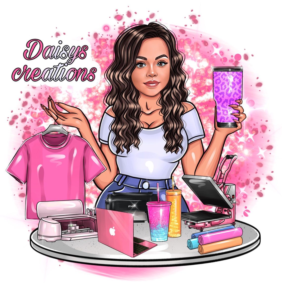 Business Logo Portrait Avatar Cricut Crafter Logo Cartoon - Etsy