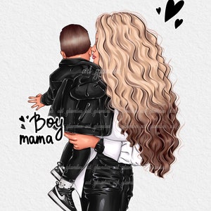 Mom Clip Art, Mother’s Day Clipart, Mom of Boy, Gift for Her, Family ...