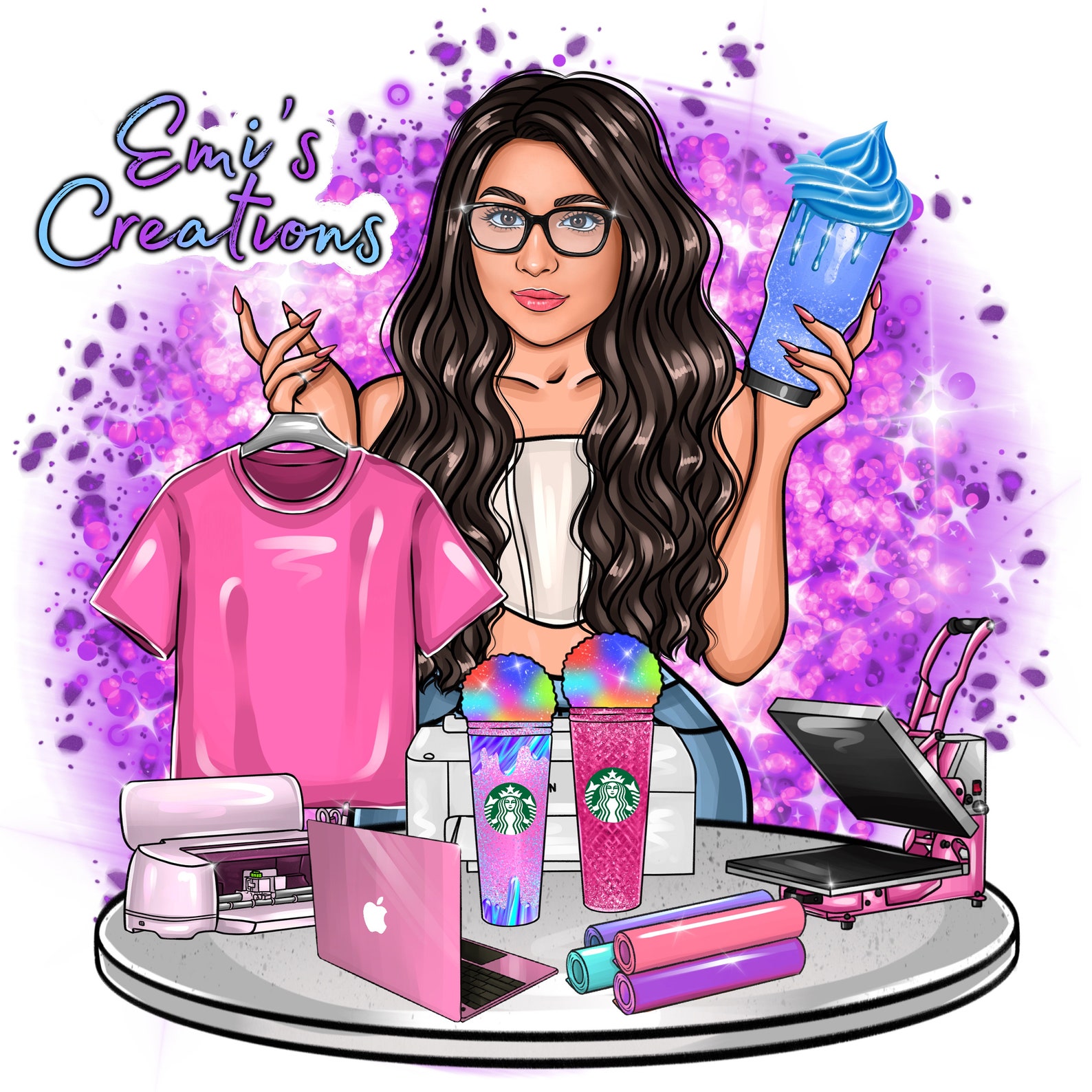 Business Logo Portrait Avatar Cricut Crafter Logo Cartoon - Etsy