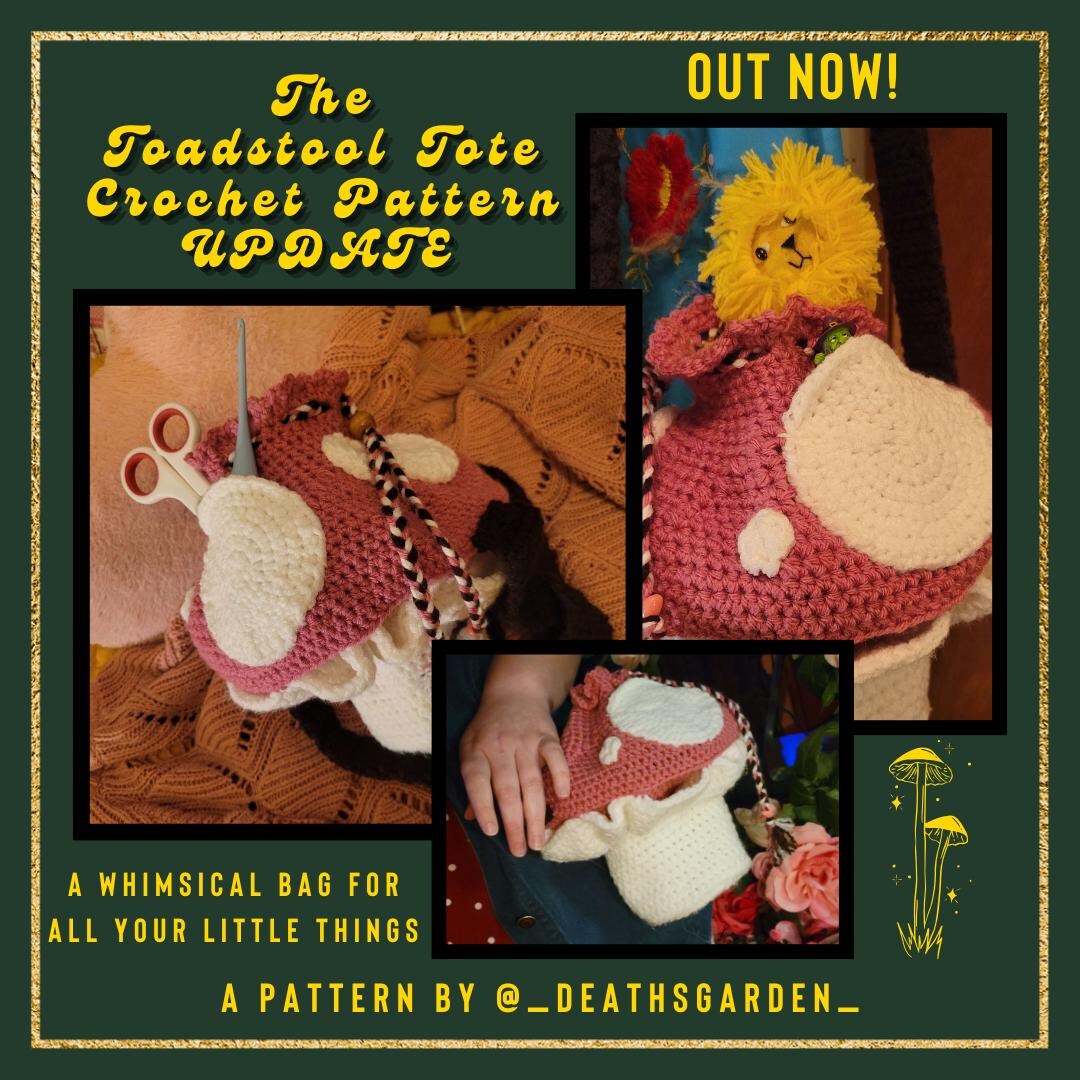 Toadstool Tote, PDF Crochet Pattern Instant Digital Download, Cottagecore Fashion DIY Mushroom ...