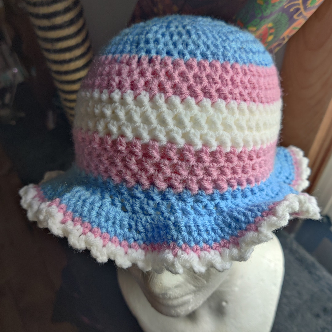 Transgender Pride Bucket Hat, Handmade Crochet, LGBTQ Fashion - Etsy
