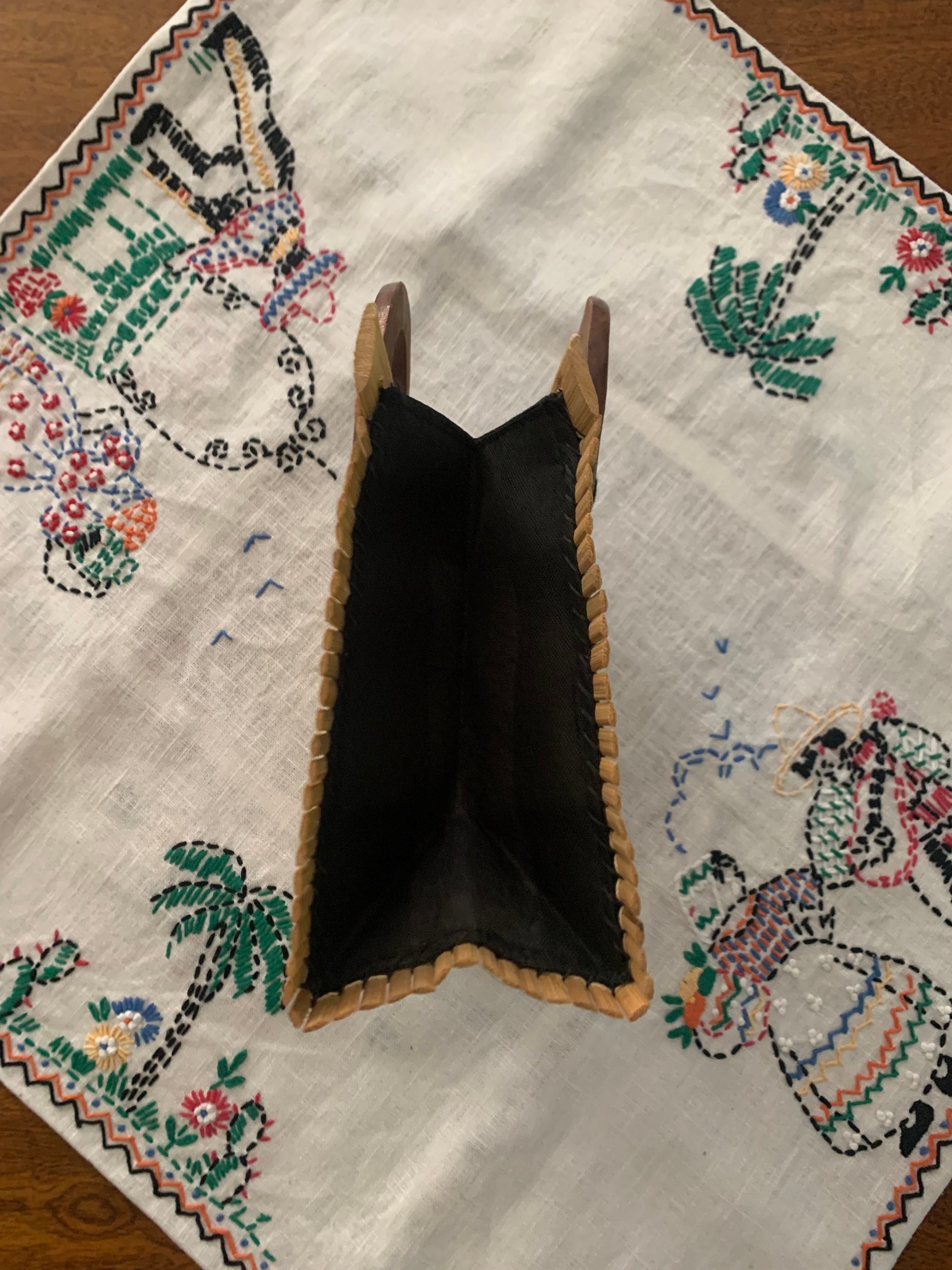 Bamboo Bag With Wood Handles - Etsy