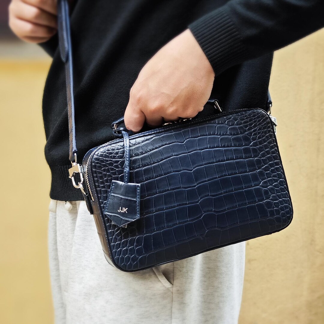 Personalized Leather Alligator Bags for Men's/wonmen , Engraved Bag ...