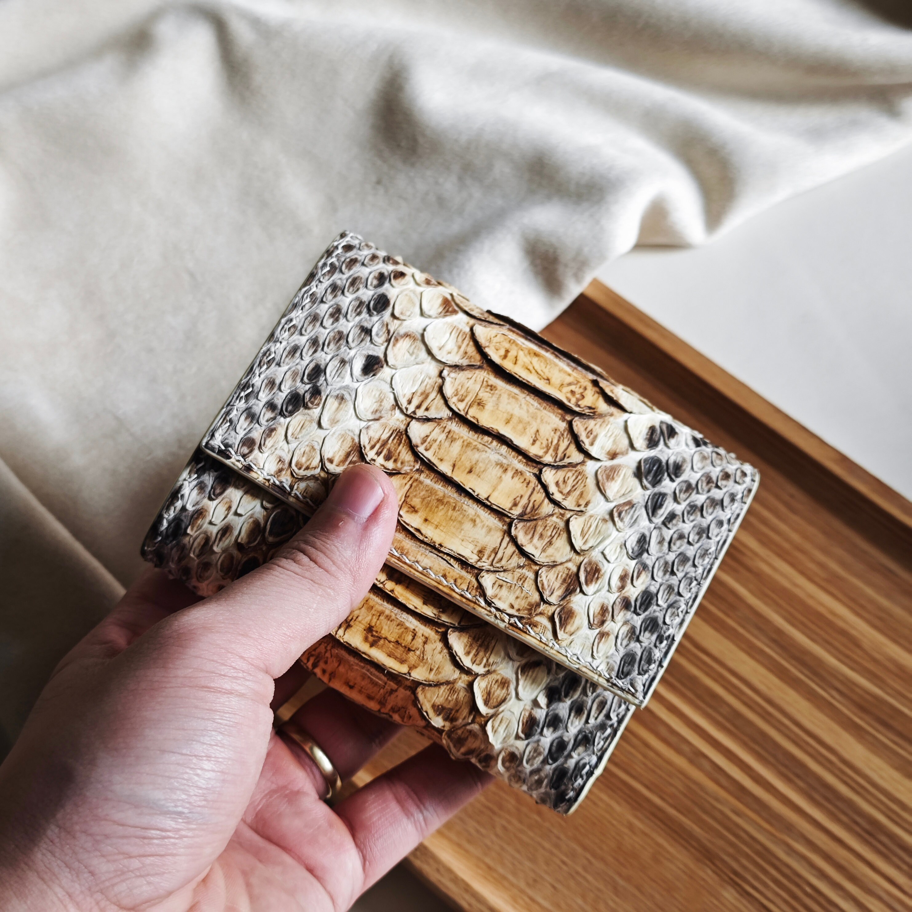 Leather Python Trifold Wallet/ Gifts for Her/ Birthday Gifts for Men ...