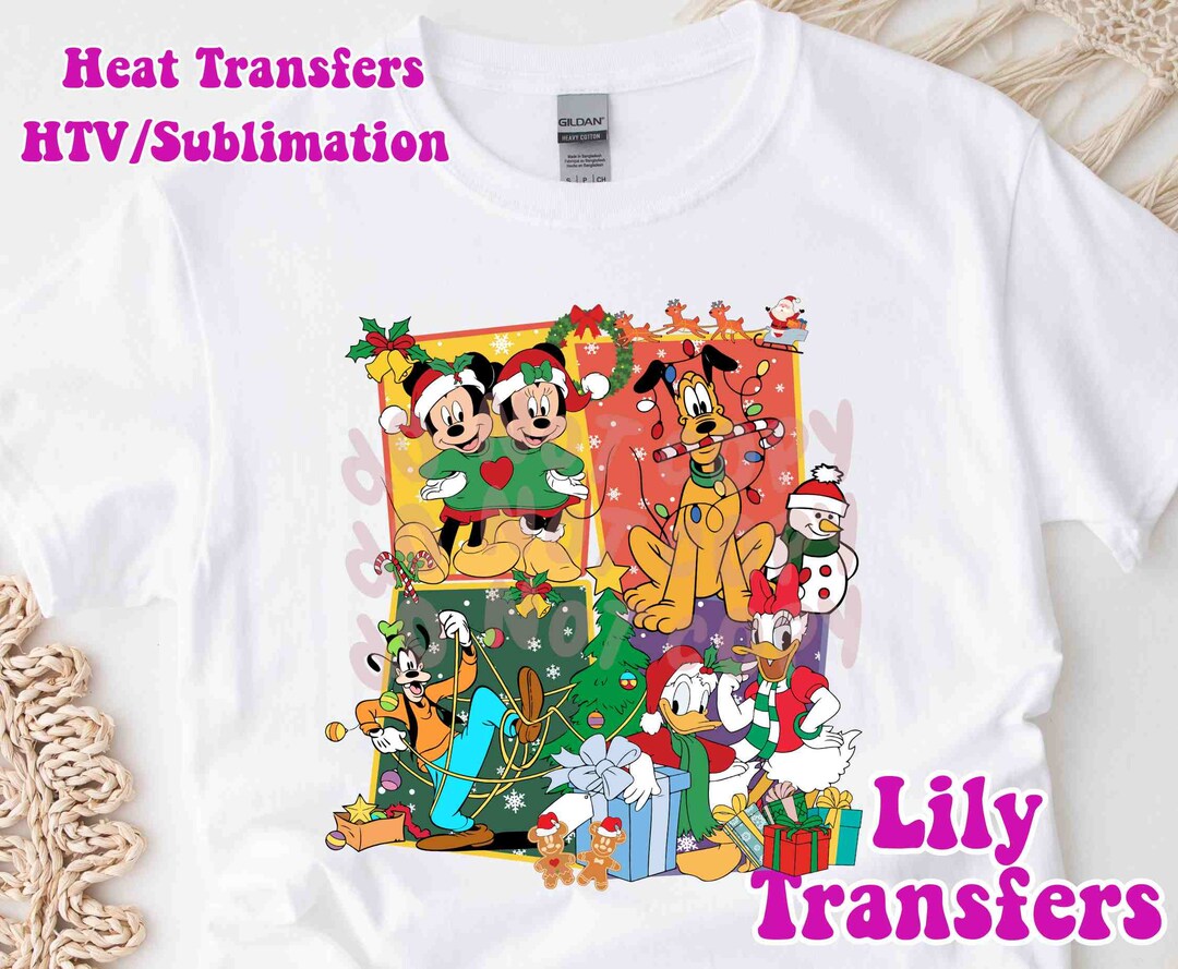 Christmas Mickey and Friends Image Transfers, Christmas Iron on Heat ...