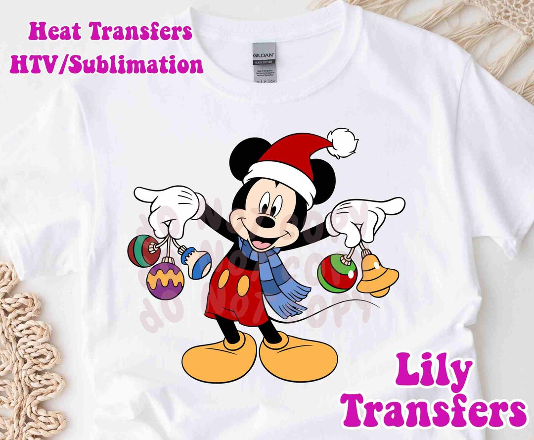 Christmas Mickey Image Transfers, Christmas Iron on Heat Transfers ...