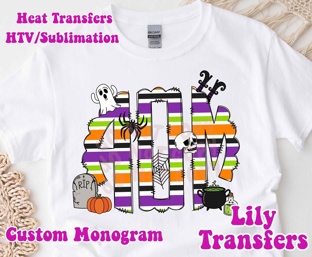 Custom Halloween Monogram Image Transfer, Custom Monogram Sublimation ...