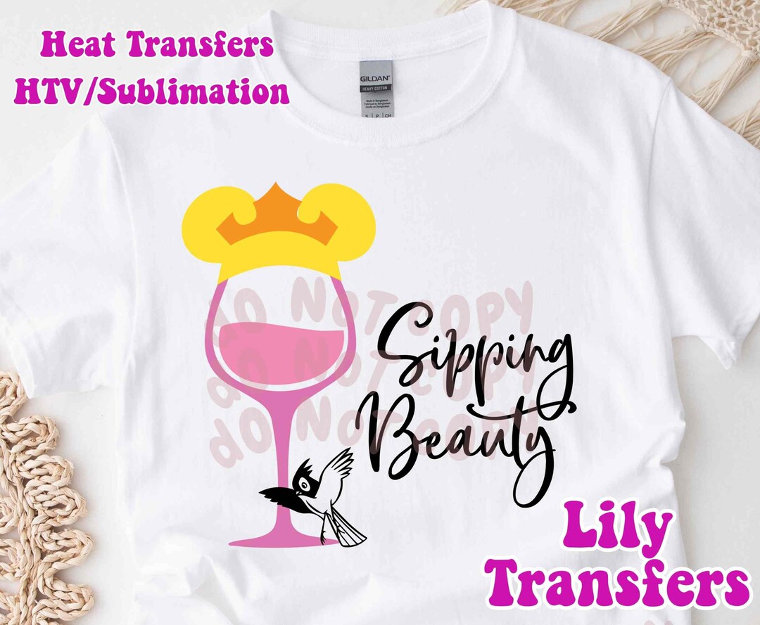 Sipping Beauty Wine Image Transfers, Family Trip Iron on Heat Transfers ...