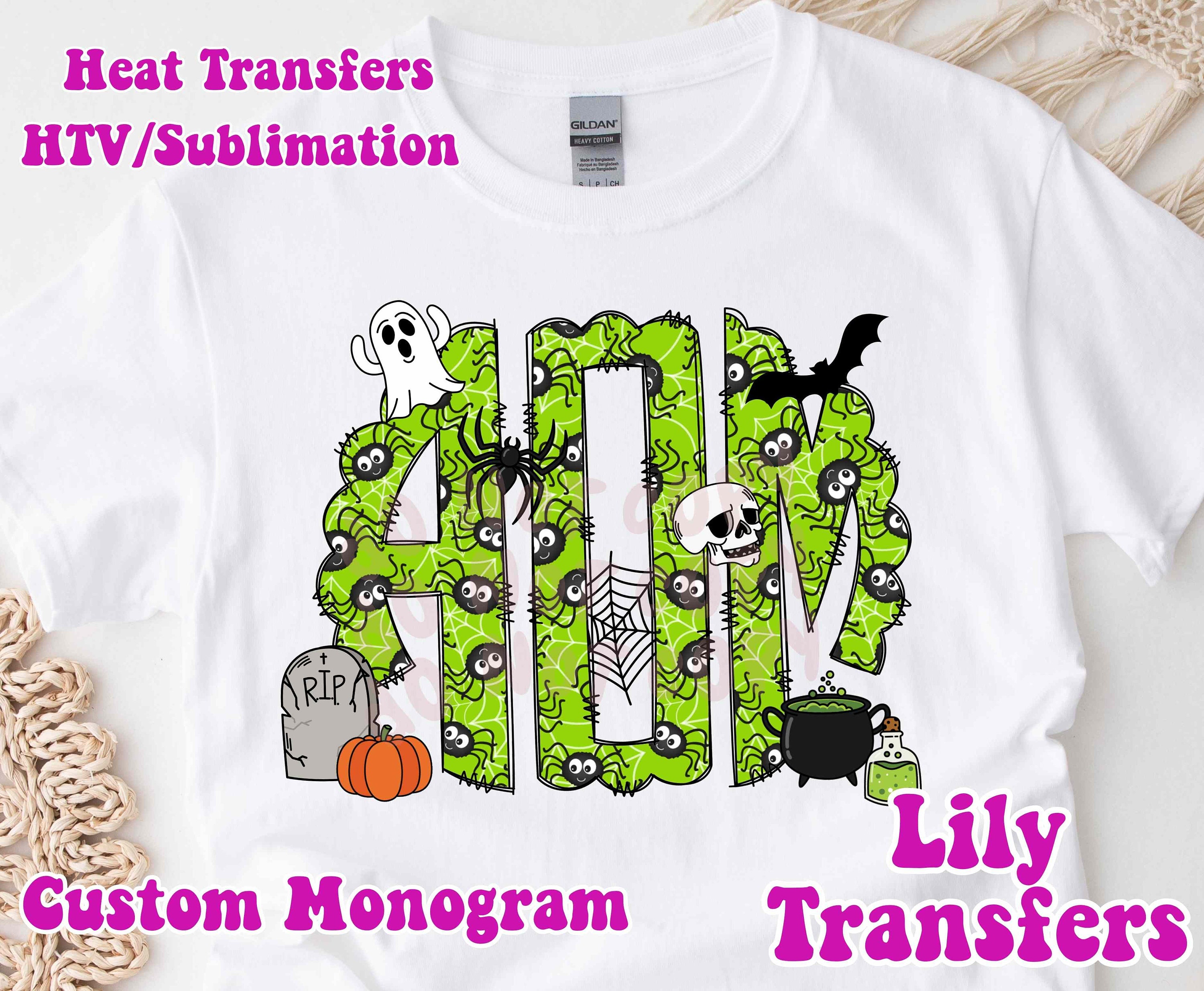 Custom Halloween Monogram Image Transfer, Custom Monogram Sublimation ...