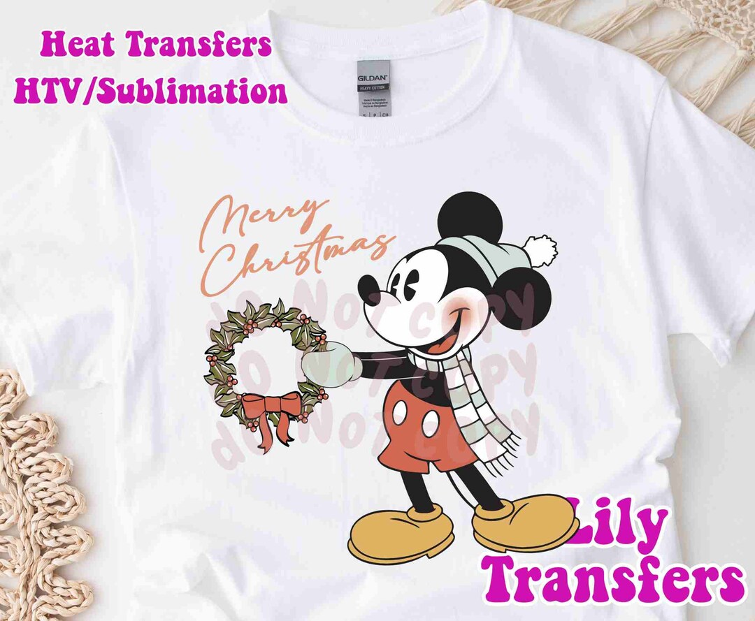 Retro Mickey Christmas Image Transfers, Christmas Iron on Heat ...