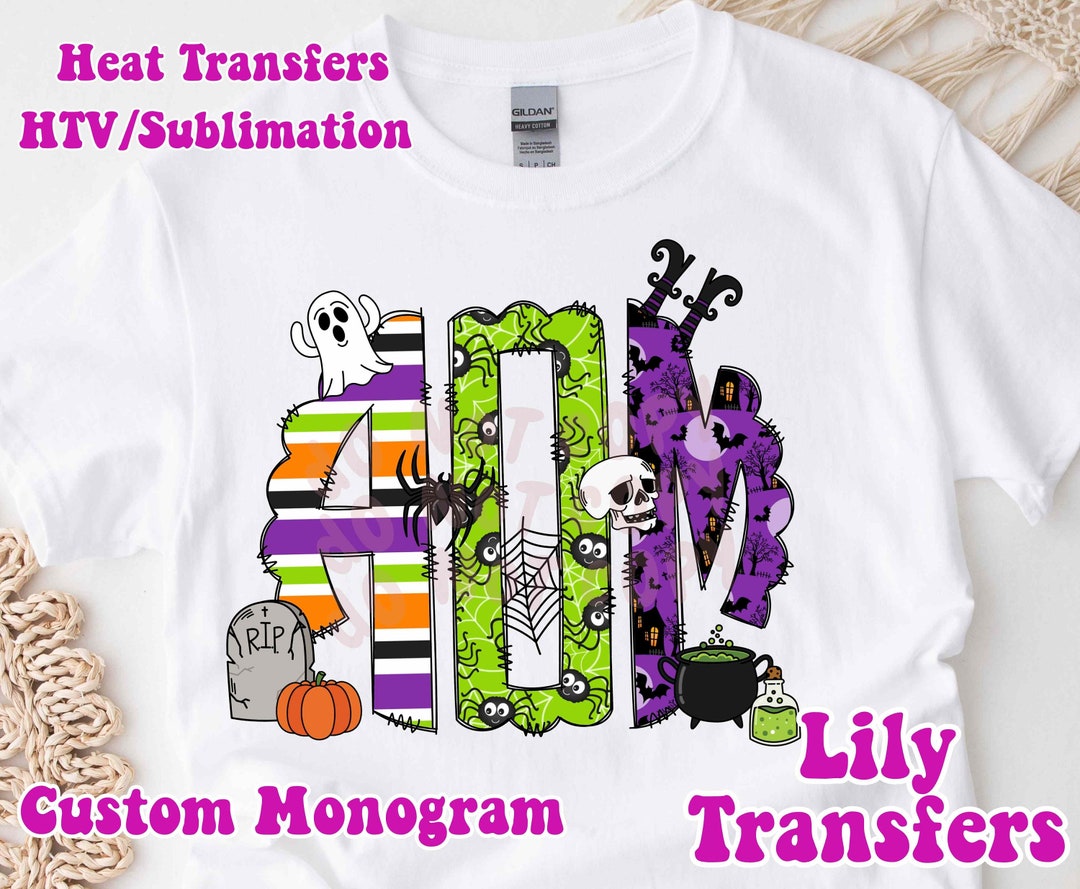 Custom Halloween Monogram Image Transfer, Custom Monogram Sublimation ...