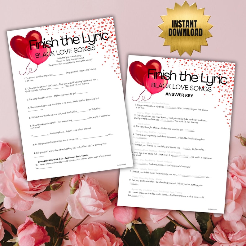 Finish the Lyric: Rnb Game | Printable Digital Download | Fun Music ...