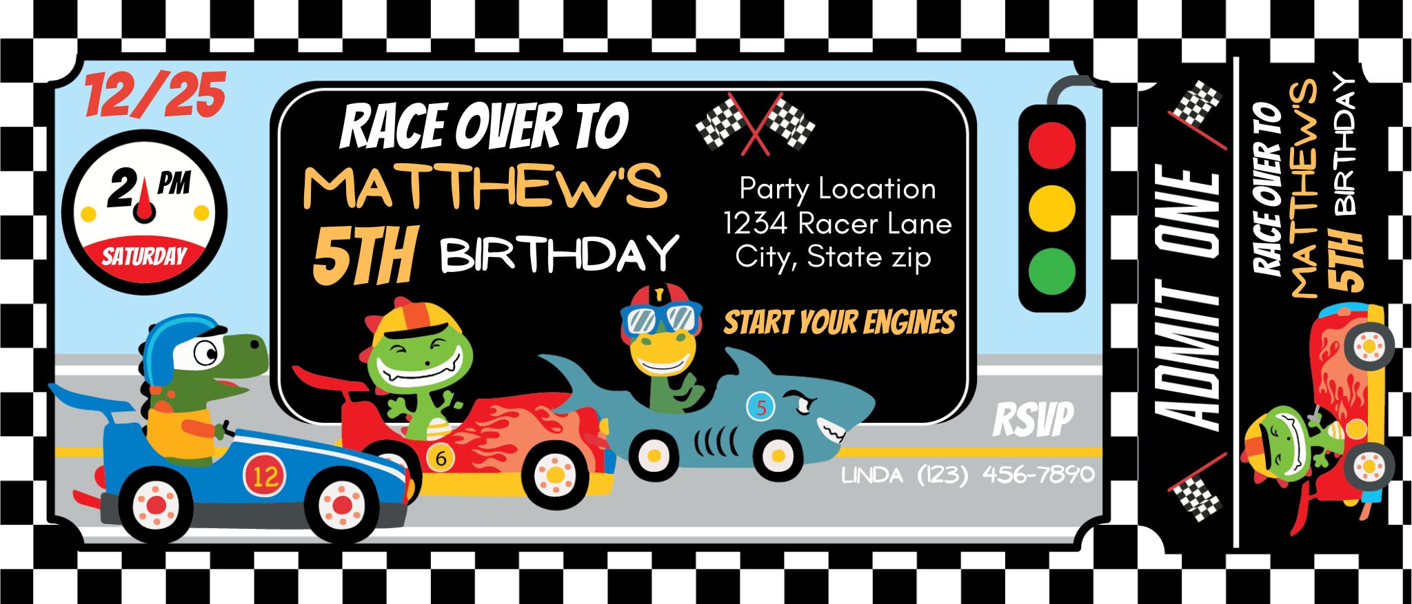 Race Car Birthday Invitation | Racer Birthday Theme | Digital Invite - Etsy